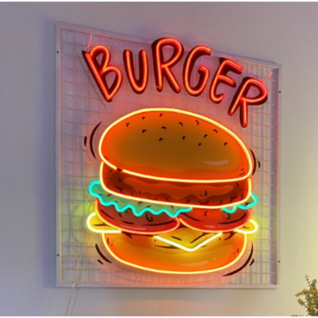 Burger Digital Print Neon Sign - Neon Mantra